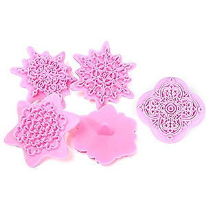 BYBYCD Mandala Lace Pattern Embossing Die Plastic Stamp Cutter Flower Pattern Molds Cookie Polymer Clay Sculpture Texture Fondant Stamp 5pcs/set