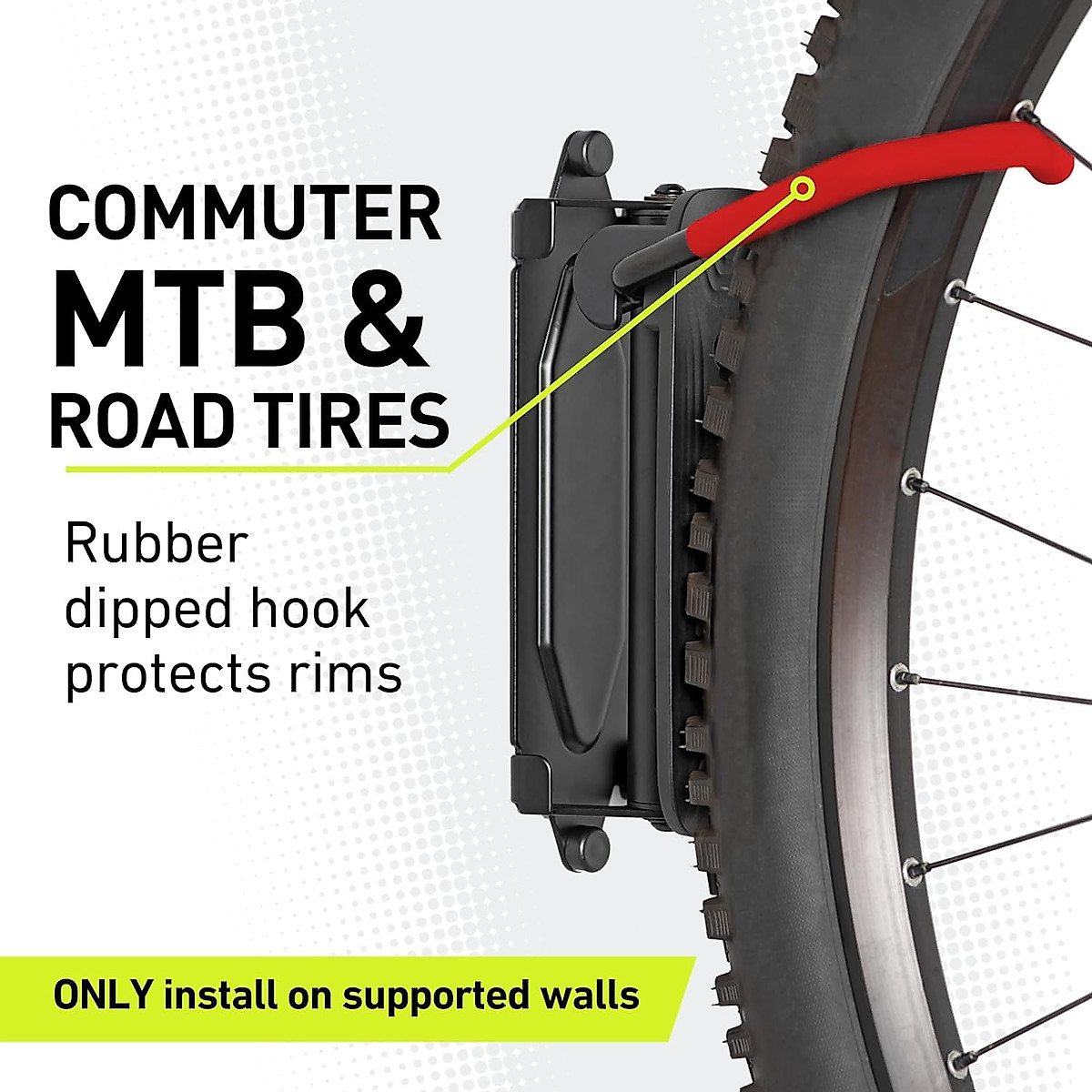 Vibrelli Swivel Bike Wall Mount - Vertical Bike Rack Garage - Bike Hangers for Garage - Bike Storage Garage - Bike Hanger for MTB, Road, eBike - Bike Hooks for Garage