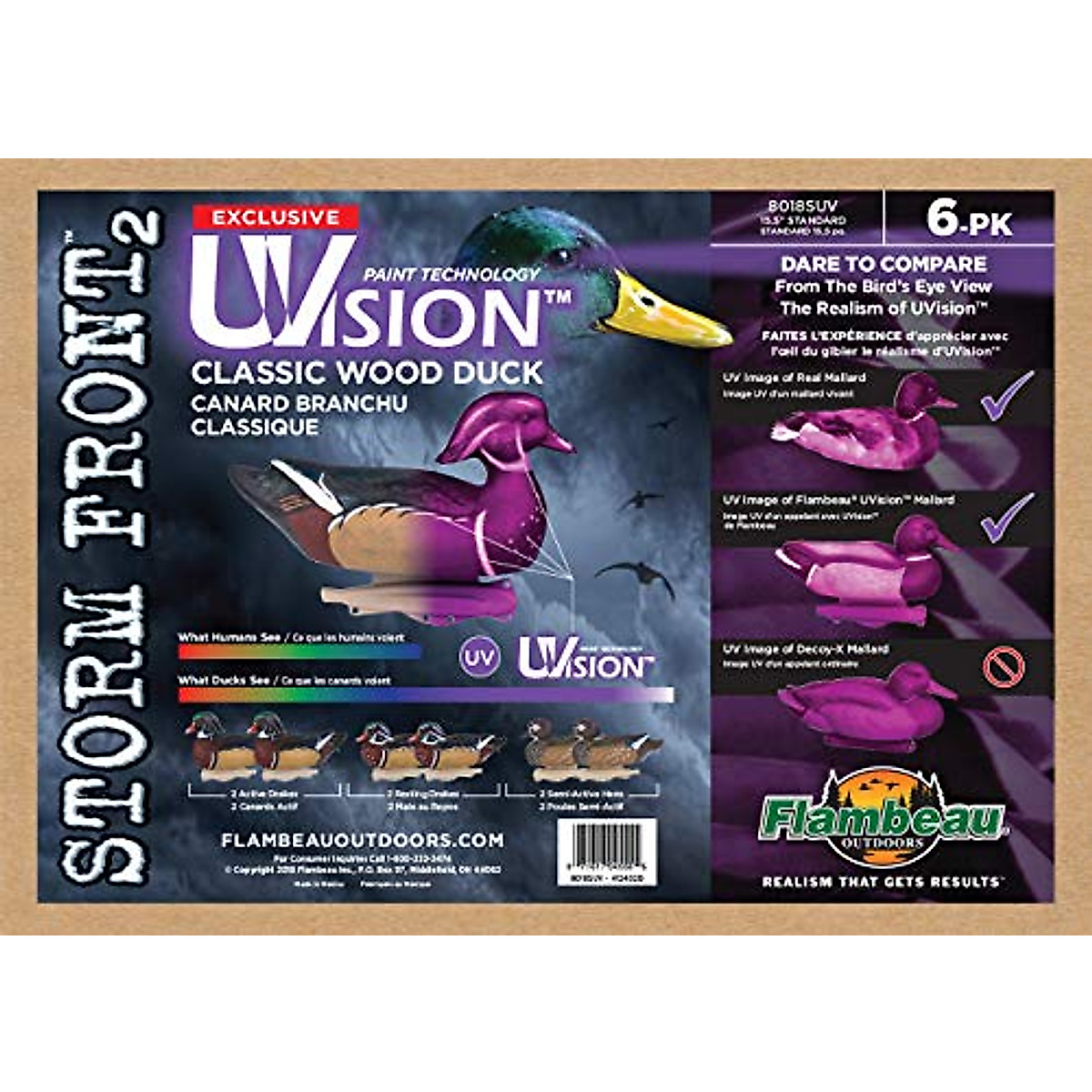 Flambeau Outdoors 8018SUV Storm Front 2 Wood Duck Decoys, Classic Floaters - 6-Pack