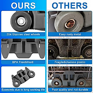 Upgrade 5pcs W10195416 W10195416V Dishwasher Wheels Lower Rack Replacement (Stainless Steel Screws) by Cobectal