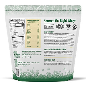 AGN Roots Grass Fed Whey Protein Powder Isolate - Unflavored - Unsweetened - Certified Entire Life On Pasture - A Greener World - ASPCA Registered Brand List - Informed-Sport - 3lbs