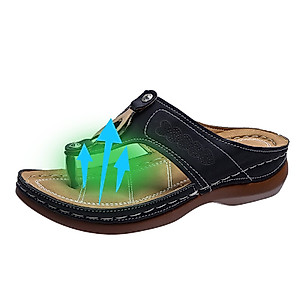 Hot6sl Orthopedic Flip Flops Women Comfortable Shoes Flip Flops Sandals for Women with Arch Support for Comfortable Walk #, Black, 6.5