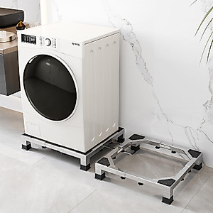 Zsytbyyds Heavy duty All Stainless Steel Mini Fridge Stand Washer and Dryer Stand with 4 Strong Feet Heavy Duty Washing Machine Stand Base&Appliance Universal Base（Large Stand）