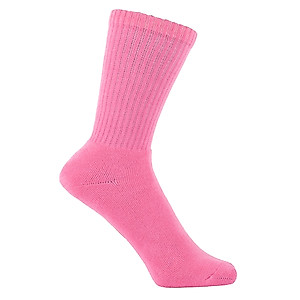 ZAKIRA Finest Combed Cotton Terry Lined Athletic Sports Crew Socks for Men, Women, 6-9 (US), Pink