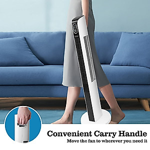 Taylor Swoden 42" Oscillating Fan with Remote, Portable Floor Bladeless Fan, Quiet Cooling, 3 Modes, Speed Seting, 10H Timer, Touch Control for Home Bedroom Living Rooms Office, Black