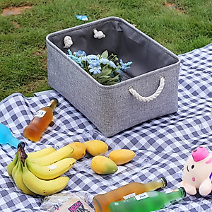 GUIMIYHY Storage Basket for Organizing, Collapsible Fabric Basket for Shelves, Closets, Laundry, Nursery, Decorative Basket for Gifts Empty (Grey)