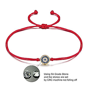 Evil Eye Bracelets Adjustable Charm Lucky Protection Spiritual Kabbalah Red/Black String Thread Bracelet Anklet with Evil Eye/Hamsa Jewelry for Women Men Baby Friendship