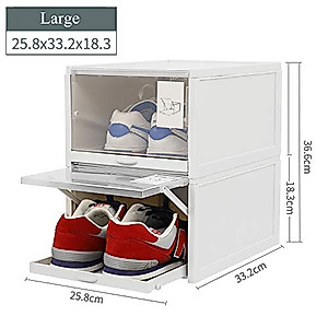 DACUN Safety Certification 10PCS Pull-Out Shoe Boxes, Drawer-Style Shoe Box, Stackable Shoe Storage Organizer, Space Saving Large Size Modular Shoe Cabinet, Foldable Clear Plastic Shoe Case
