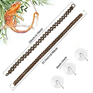 2 Pcs Reptile Vines, Bendable Reptile Plants Pet Habitat Decor with 3 Suction Cup Accessories for Climbing Chameleon Crab Lizards Snakes Gecko Frog Hermit Crab