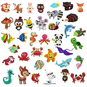 82 Pcs Diamond Art Stickers Kits for Kids and Adult 5D Animal DIY Diamonds Paint by Numbers Art Handmade Craft for Beginners Cute Animal & Sea World Mosaic Stickers Gift for Children Boys Girls