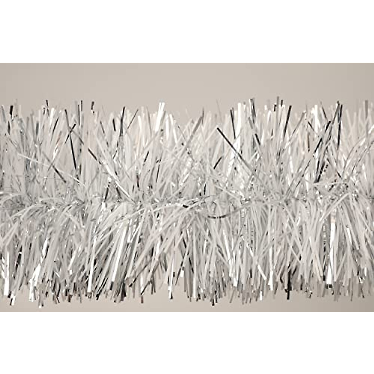 Lukigif 25 Feet Christmas Tree Twist Garland Sparkly Thick Metallic Tinsel Foil Wreath Hanging Decor for Parade Floats Christmas Eve Xmas Tree New Year Wedding Birthday Party, 4" x 25', Silver White