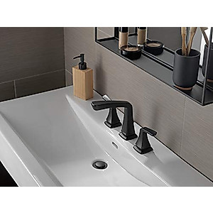 Delta Faucet Vesna Widespread Bathroom Faucet 3 Hole, Drain Assembly, Worry-Free Drain Catch, Matte Black 35789LF-BL