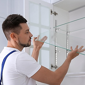 6 Pcs 36 Inch Shelf Pilaster and 36 Pcs Cabinet Shelf Clips Adjustable Shelf Rail Metal Mortise Mount Pilaster Strip Standard for Wall Bookcases Shelving System Closet Organization Storage (Silver)