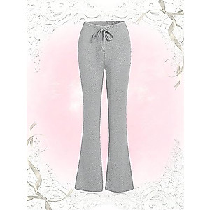 SOLY HUX Women's High Waist Flare Leggings Bell Bottom Sweatpants Casual Bootcut Yoga Pants Solid Light Grey M