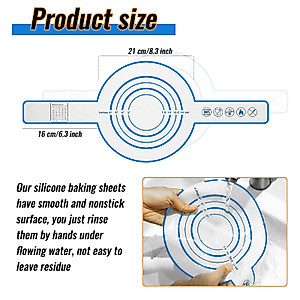 Patelai 2 Pieces Silicone Baking Mat for Dutch Oven Bread Non-stick Mat with Long Handle 8.3 Inch Reusable Silicone Baking Sheets Heat Resistant Bread Pad for Dough Pastry(Blue)