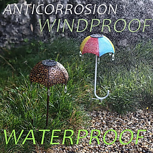 2PCS Solar Garden Lights Umbrella Art Lamp,Outdoor Waterproof Wrought Iron Plug-in Lawn Lamp,Landscape Yard Decor Projection Lighting for Yard Porch Lawn Backyard Landscape