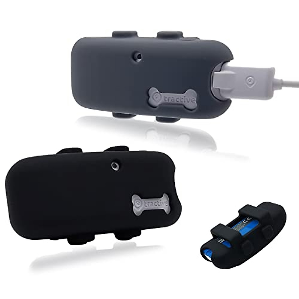 Counlisha Silicone case for Tractive GPS Dog Tracker,Waterproof Rubber Accessories Cover cat GPS Finder,Sturdy Durable Secure Lightweight tractive GPS pet Tracker Holder for Collar (2pack,Black,Grey)