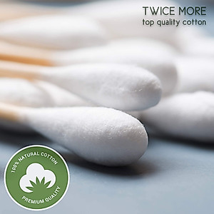 Premium 500 Biodegradable Bamboo Cotton Swabs | Zero Waste Disposable Products | Compostable Q Tips For Ears | Plastic Free Makeup Swab | Safety Wooden Ear Sticks | Eco Friendly Eye Cleaning Utensils