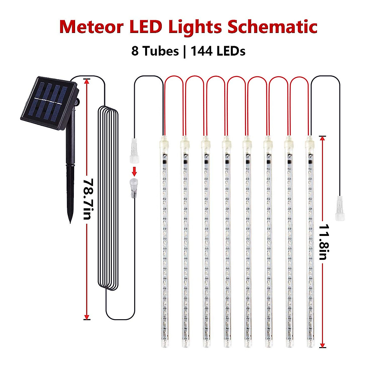 JMEXSUSS 2 Pack Solar Fairy Lights/Solar Meteor Shower Rain Lights Green