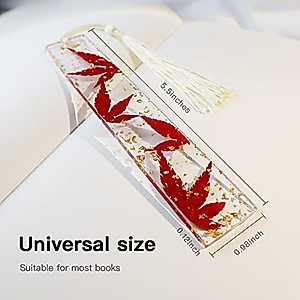 Dried Flower Bookmark, Maple Leaf Resin Bookmark for Women Men Transparent Bookmark Nature Bookmark Real Flower Bookmark Cute Bookmark for Teacher Students Kids Friend Gift for Book Lover