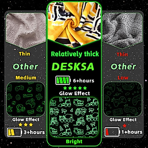 Excavator Toys Gifts for Kids Glow in The Dark Truck Blanket Construction Blankets Soft Tractor Throw Blankets Boys Car Theme Decor Blanket 40"×50"