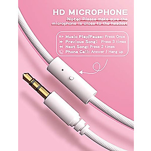 Kids Headphones with Microphone, Kids Headphones with Safe Volume 85db Limited-Shareport, Wired Headphones for Kids/Teens/Boys/Girls, Over Ear Kids Headphones for School/Travel/iPad/Phone/Tablet, Pink