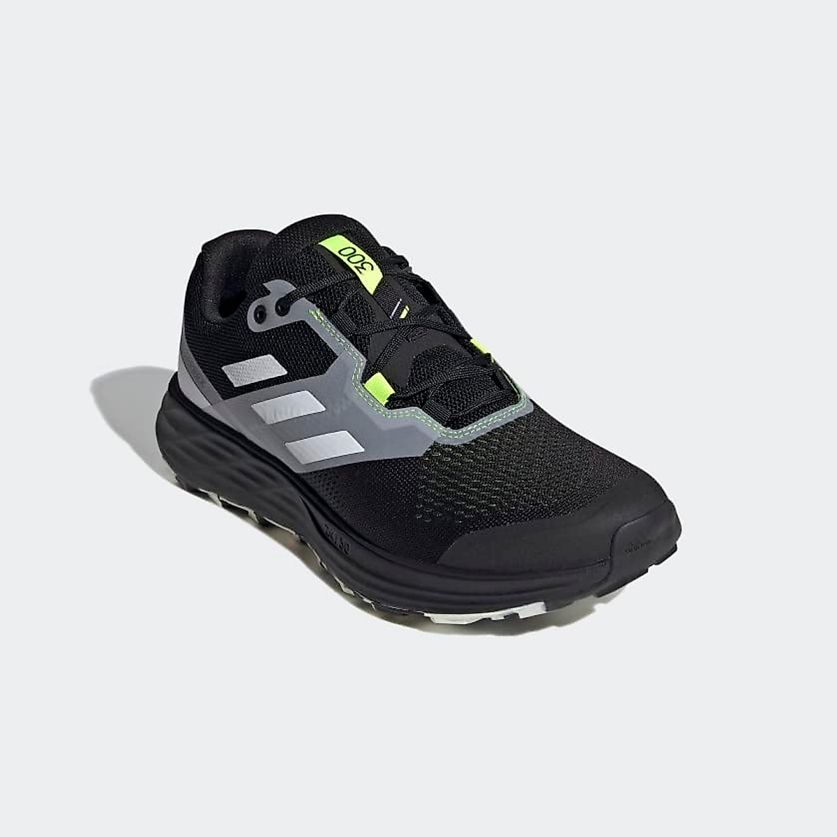adidas Men's Terrex Two Flow Trail Running Shoe, Core Black/Crystal White/Solar Yellow, 8.5