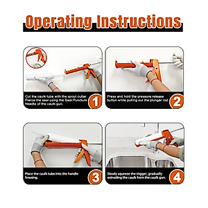 Holothurian Caulking Gun, Caulk Gun No Drip,Sealant Finishing Tool Grout Scraper for Kitchen Bathroom Window Sink Joint, 1/10 Gallon Cartridge, 10:1 Thrust Ratio