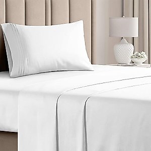 Twin Sheets Set, Natural 100% Cotton Sheets, Soft Luxury 400 Thread Count Sateen Cooling Sheets, 3 Pc Bedding, Dorm Rooms & Adults, Twin Bed Sheets (Beige, 223×233 cm)