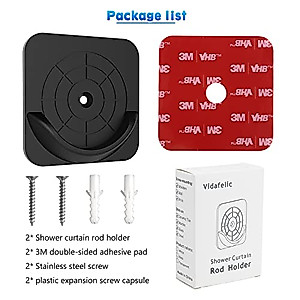 Vidafelic Shower Curtain Rod Holders,2Pack Adhesive Shower Curtain Rod Mount Holder for Wall,Bathroom Curtain Tension Rod Retainer,Stick On,No Drilling,Easy to Install (Rod Not Included)