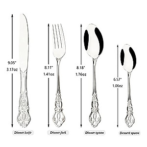 JANKNG Mirror Polished Silver Silverware Set, 24-Piece 18/10 Stainless Steel Shiny Finish Flatware Set Service for 6, Kitchen Utensil Set, Tableware Cutlery Set for Home and Restaurant Dishwasher Safe