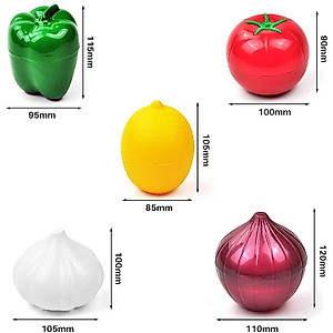 Cc - DMHH & - Cc Onion Storage, Fruit Container Refrigerator, Vegetable Storage, Onion, Lemon, Green Pepper, Tomato, Garlic Storage Container, Refrigerator Preservation 5-Piece Set