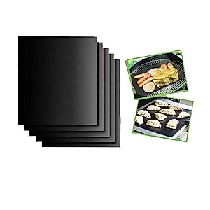 liboyixi Grill Mat Set of 5-Non-Stick BBQ Grill Mats, Reusable, and Easy to Clean - Works on Electric Grill Gas OutdoorCharcoal BBQ，Baking Mats - 15.75 x 13-Inch, Black