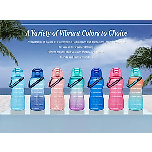 Fidus Large 1 Gallon Motivational Water Bottle with Paracord Handle & Removable Straw - BPA Free Leakproof Water Jug with Time Marker to Ensure You Drink Enough Water Throughout the Day-White/Gray