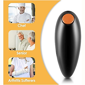 Electric Can Opener Automatic Cordless Tin Opener One Touch Electronic Tin Opener Safe Smooth No Sharp Edges Can Opener Almost Size Can for Arthritic Hands and Chef's (Black)