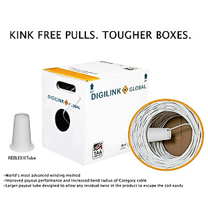 DG Cat6 Riser (CMR), 1000ft, Unshielded, 24AWG, with Spline (+), Solid Bare Copper, 600MHz, ETL Listed, Indoor/Home/Commercial Use, Bulk Ethernet Cable, Blue