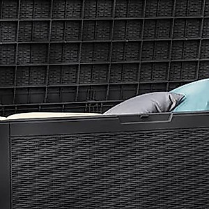 LESIMI Large Outdoor Storage Deck Box, 100 Gallon Resin Organizer Box for Patio Garden Poolside Outdoor Waterproof and Lockable, Black