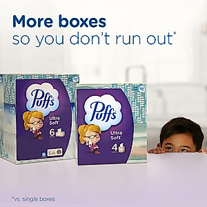 Puffs Ultra Soft Facial Tissues, 1 Family Size Box, 124 Facial Tissues Per Box