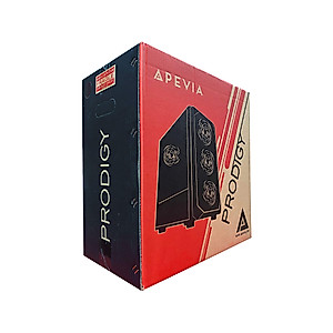 Apevia PRODIGY-BK Micro-ATX Gaming Case with 1 x Tempered Glass Panel, Top USB3.0/USB2.0/Audio Ports, 3 x RGB Fans, Black Frame