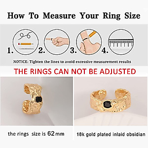 18K Gold Chunky Knuckle Rings Stacking Midi Thumb Finger Rings Black Obsidian Signet Rings Vintage Dome Jewelry for Women