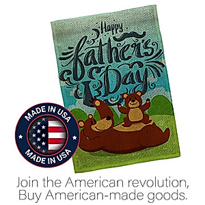 Beary Happy Father's Day Garden Flag - Family Dad Daddy Papa Grandpa Best Parent Sibling Relatives Grandparent - House Decoration Banner Small Yard Gift Double-Sided Made in USA 13 X 18.5