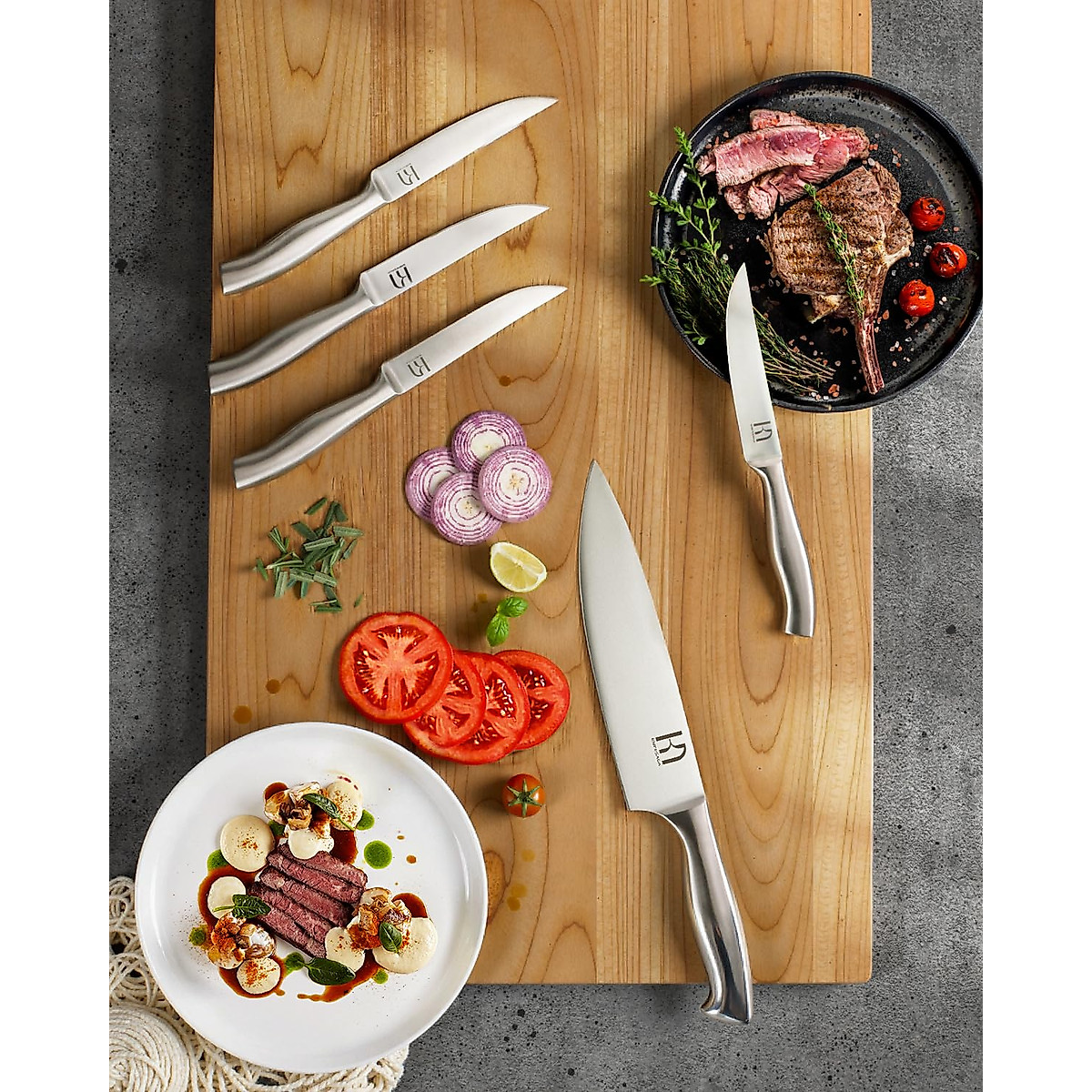 KnifeSaga Kitchen Knife Block Set, Enduring Sharpness Premium Knife Set with Block, 14 Pcs Japanese High Carbon Stainless Steel Knives Set for Kitchen, Chef Knife Set with Block and Built in Sharpener