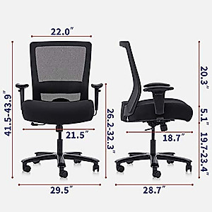 CLATINA Big and Tall Executive Chair Ergonomic with 400lbs High Capacity and Lumbar Support for Home Office Black BIFMA Certification No.5.11 (1)