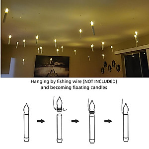 Amagic 12pcs Batteries Operated Taper Candles with Remote, Warm White Flickering Light, Flameless Handheld Candles Floating, Led Hanging Candlesticks for Party Halloween Christmas Church Home