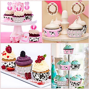 600 Pieces Cow Print Cupcake Liners Cow Animal Paper Muffin Cupcake Wrappers Baking Cups Cases Holders for Wedding, Farm themed Birthday, Party, Baby Shower Boy Girl