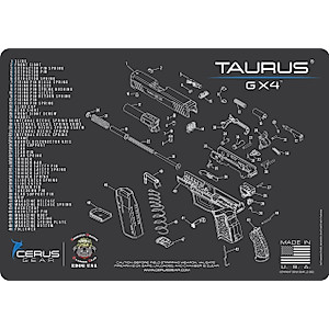 EDOG GX4 Gun Cleaning Mat - Schematic (Exploded View) Diagram Compatible with Taurus GX4 Series Pistol 3 mm Padded Pad Protect Your Firearm Magazines Bench Surfaces Gun Oil Solvent Resistant, BLACK