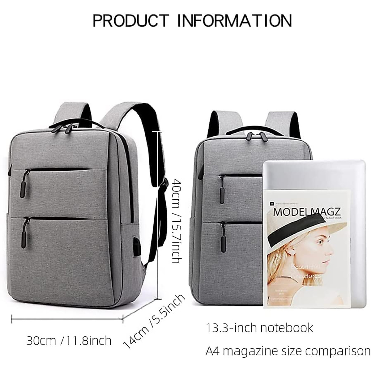 Multipurpose Go Travel Laptop Backpack,Extra Large Anti Theft College School Backpack for Men and Women with USB Charging Port (Black)