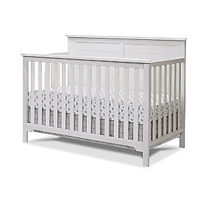 Sorelle Furniture Farmhouse 3-Piece Nursery Set with 4-in-1 Convertible Crib, 4-Drawer Dresser, and Changing Table with Shelves, Baby Furniture Made of Wood, Non-Toxic Finish-Weathered White