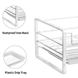 Azureblue Sponge Holder for Kitchen Sink, Kitchen Sink Caddy Organizer, Kitchen Sink Sponge Caddy, Dish Soap Brush Holder with Removable Drip Tray, Instant Dry Kitchen Sink Accessories, Black