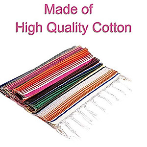 Fowecelt Mexican Serape Table Runner 14 x 84 Inch for Mexican Party Wedding Decorations Outdoor Picnics Dining Table, Fringe Cotton Table Runners